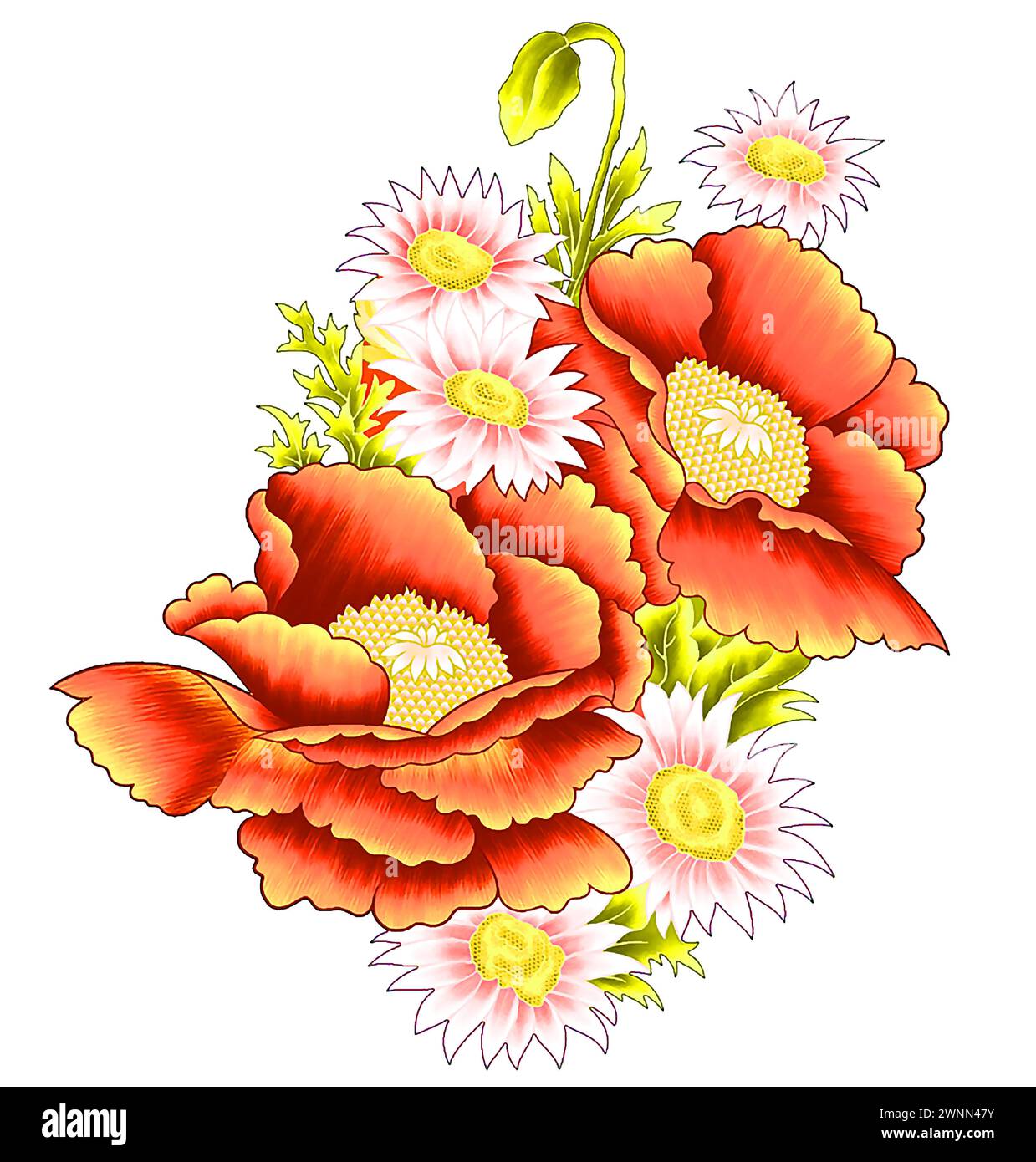 digital textile design and digital motif and digital flower for ...