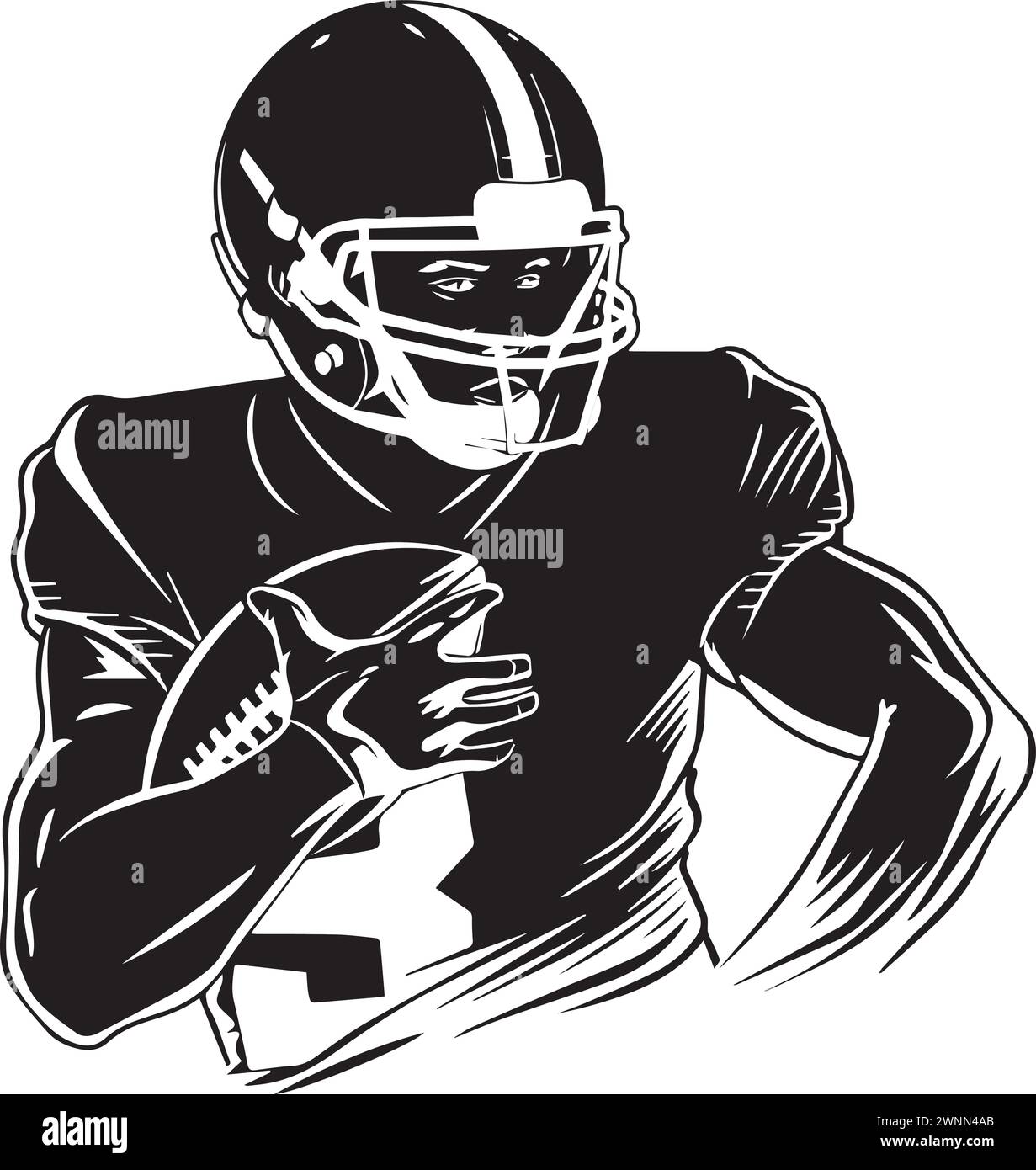 Vector illustration of an American football player Stock Vector Image ...