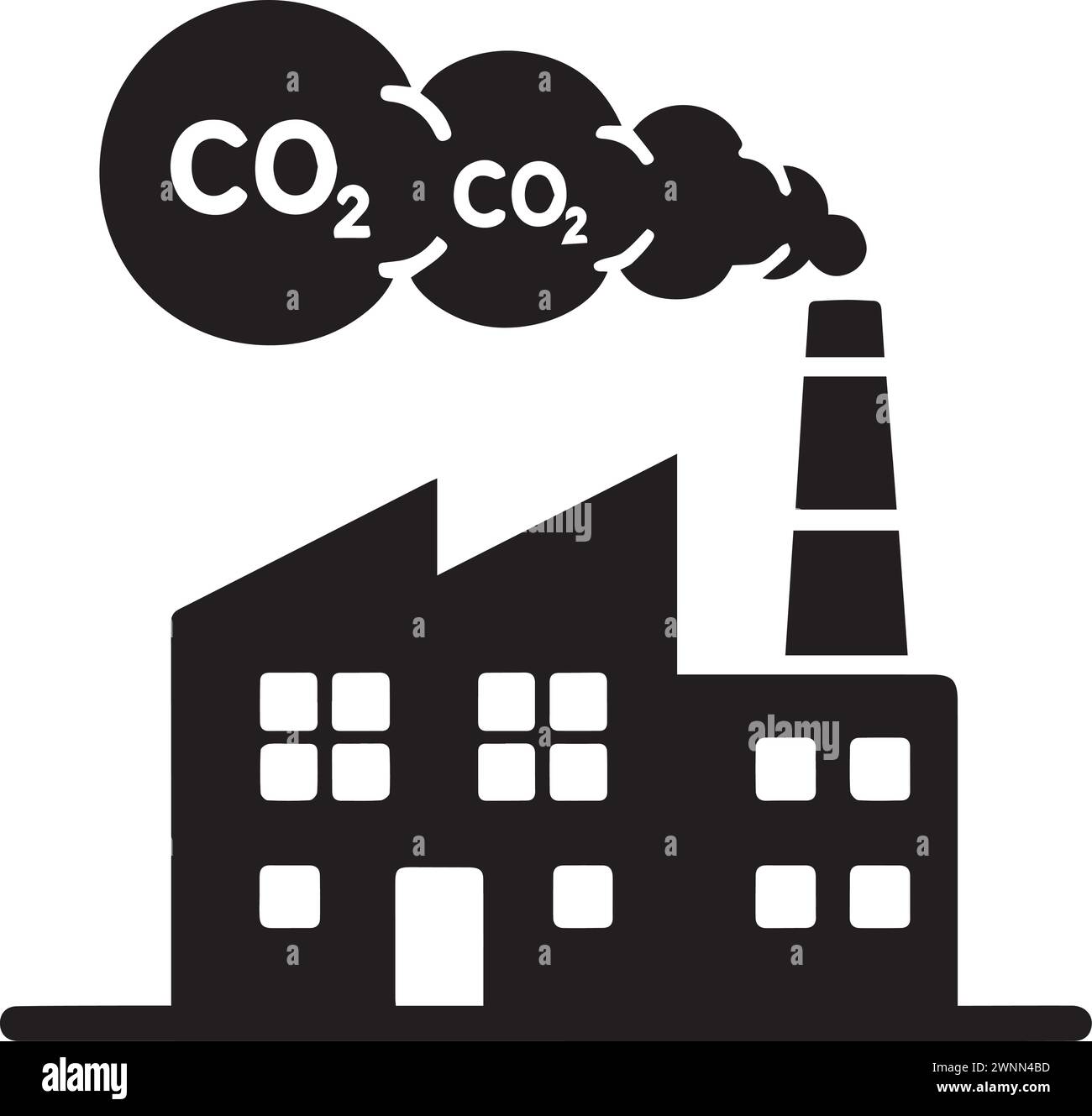 Vector icon illustration of factories emitting CO2 Stock Vector Image ...