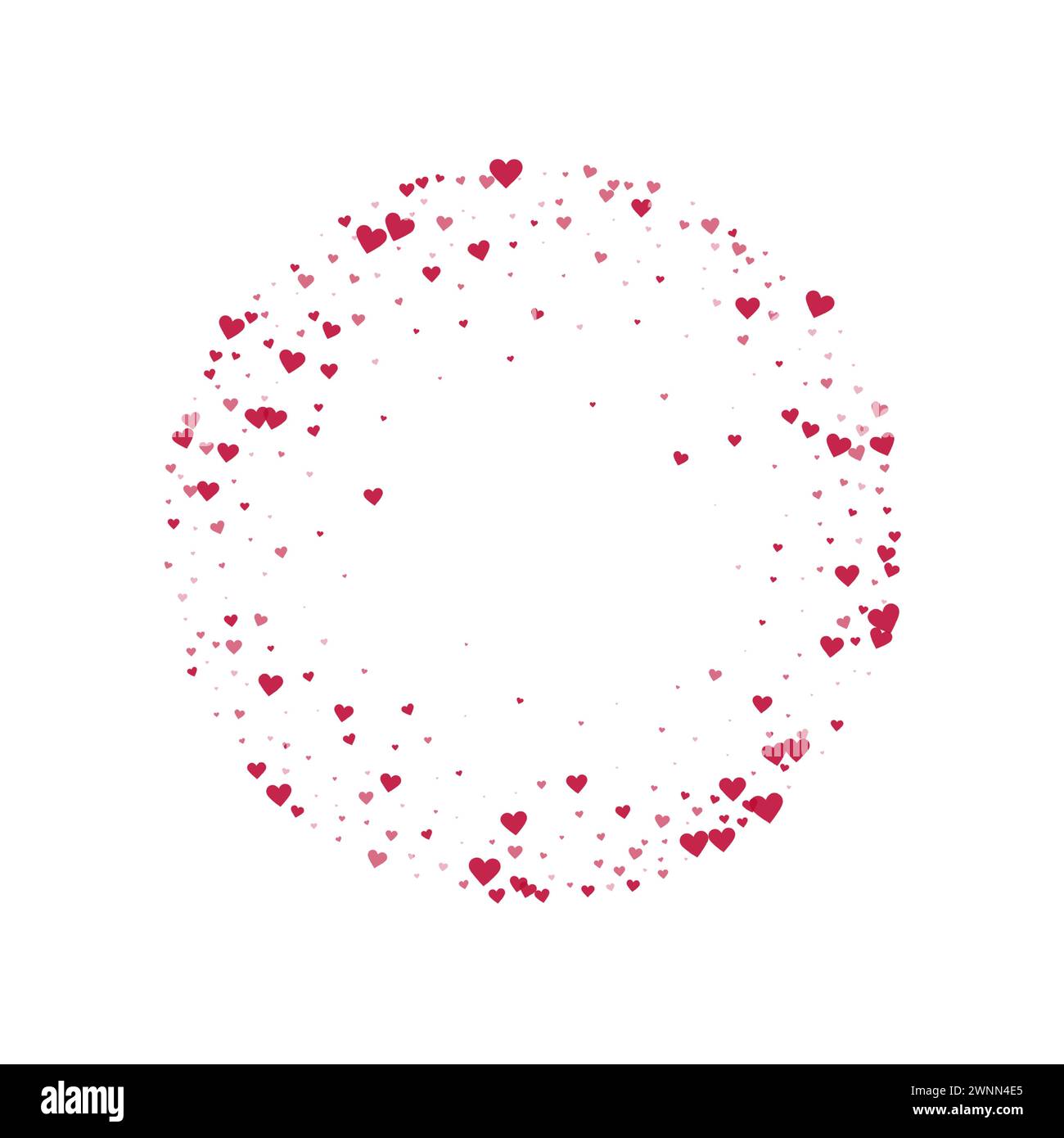 Falling hearts valentine card template. Red hearts scattered on white ...