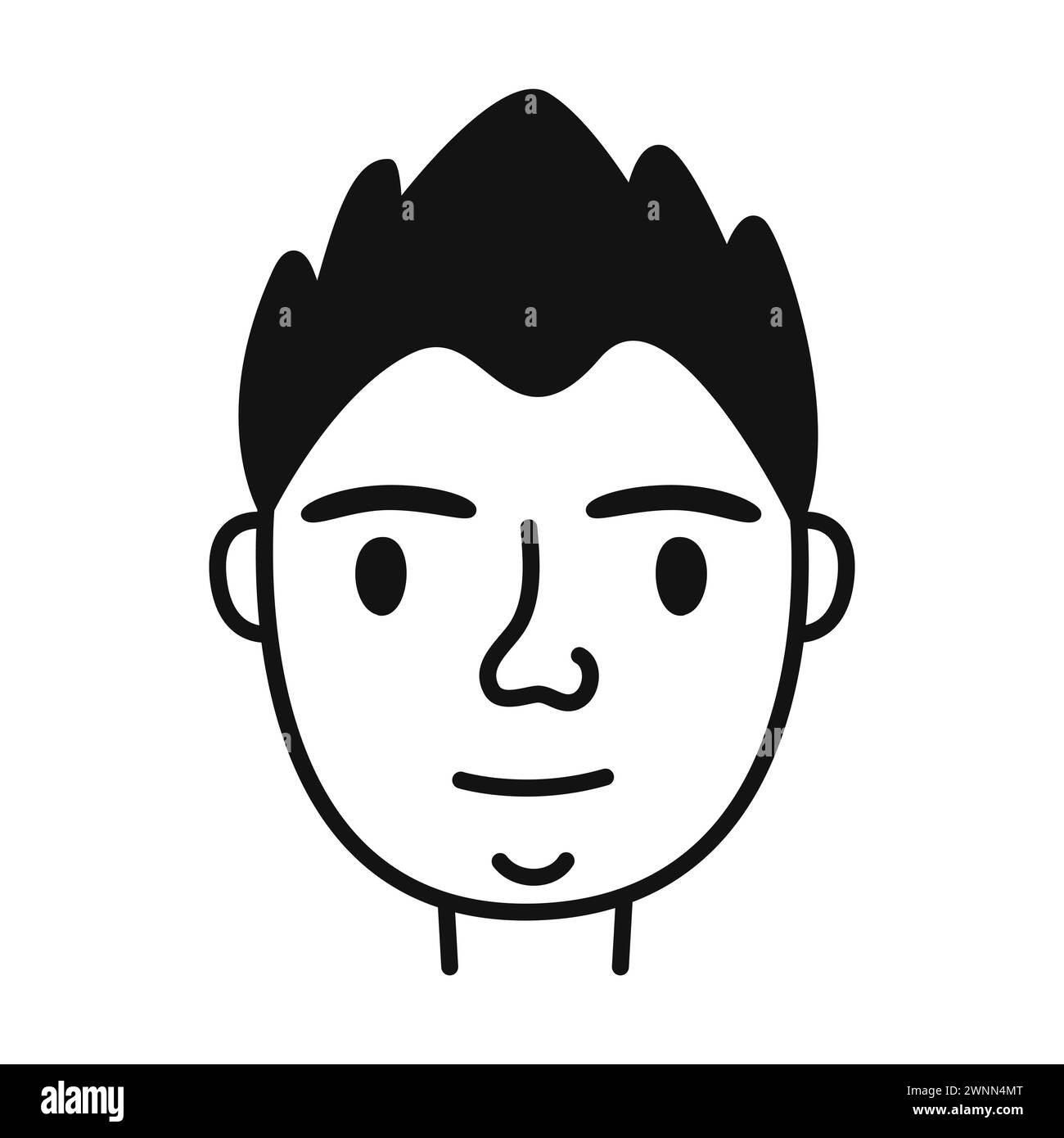 Face of man in doodle line style. Hand drawn portrait of boy. Simple ...