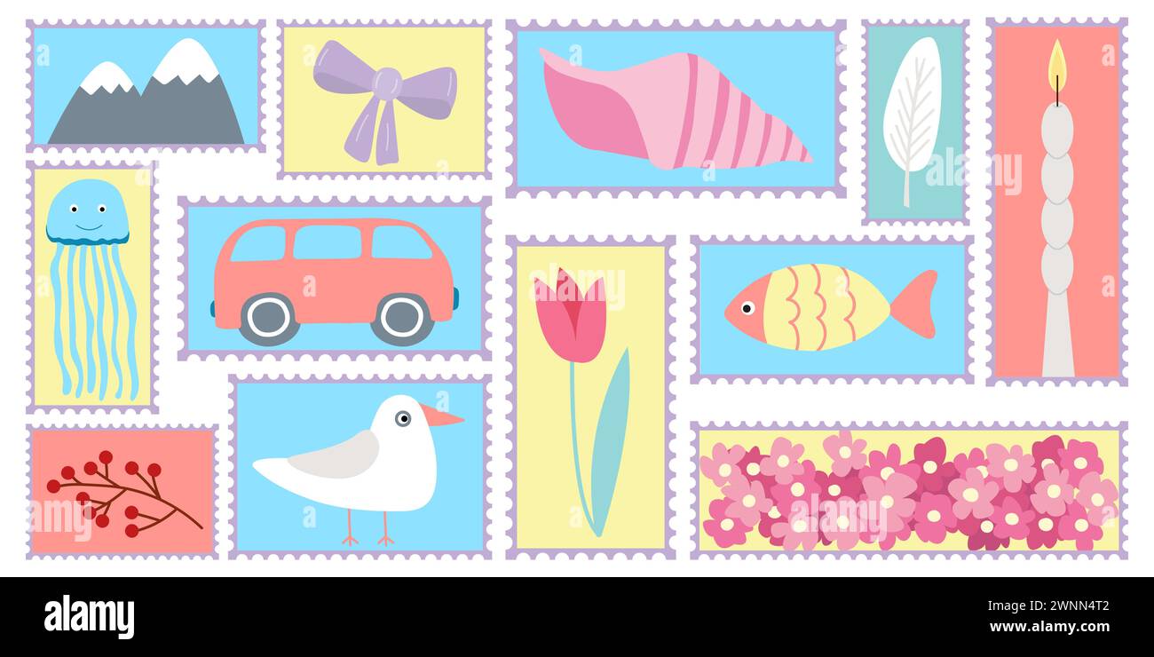 Postage stamps cartoon Cut Out Stock Images & Pictures - Alamy