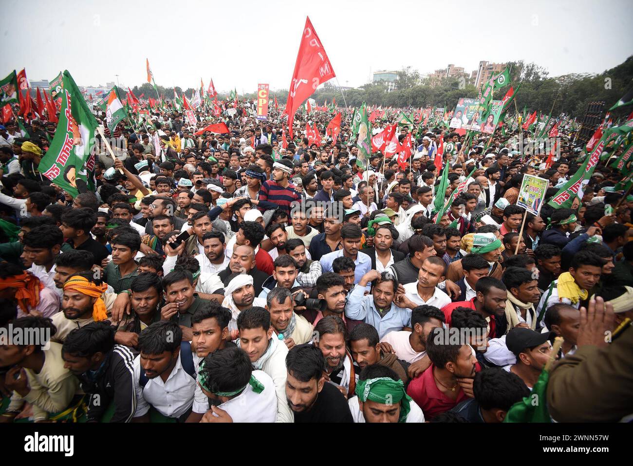 PATNA, INDIA - MARCH 3: RJD, Congress and Left parties supporters ...