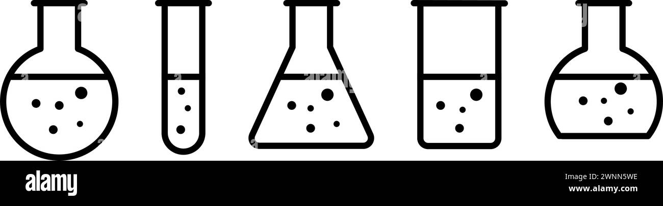 Lab flasks test icon set Stock Vector Image & Art - Alamy