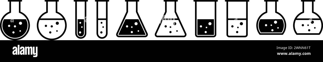Lab flasks test icon set Stock Vector Image & Art - Alamy