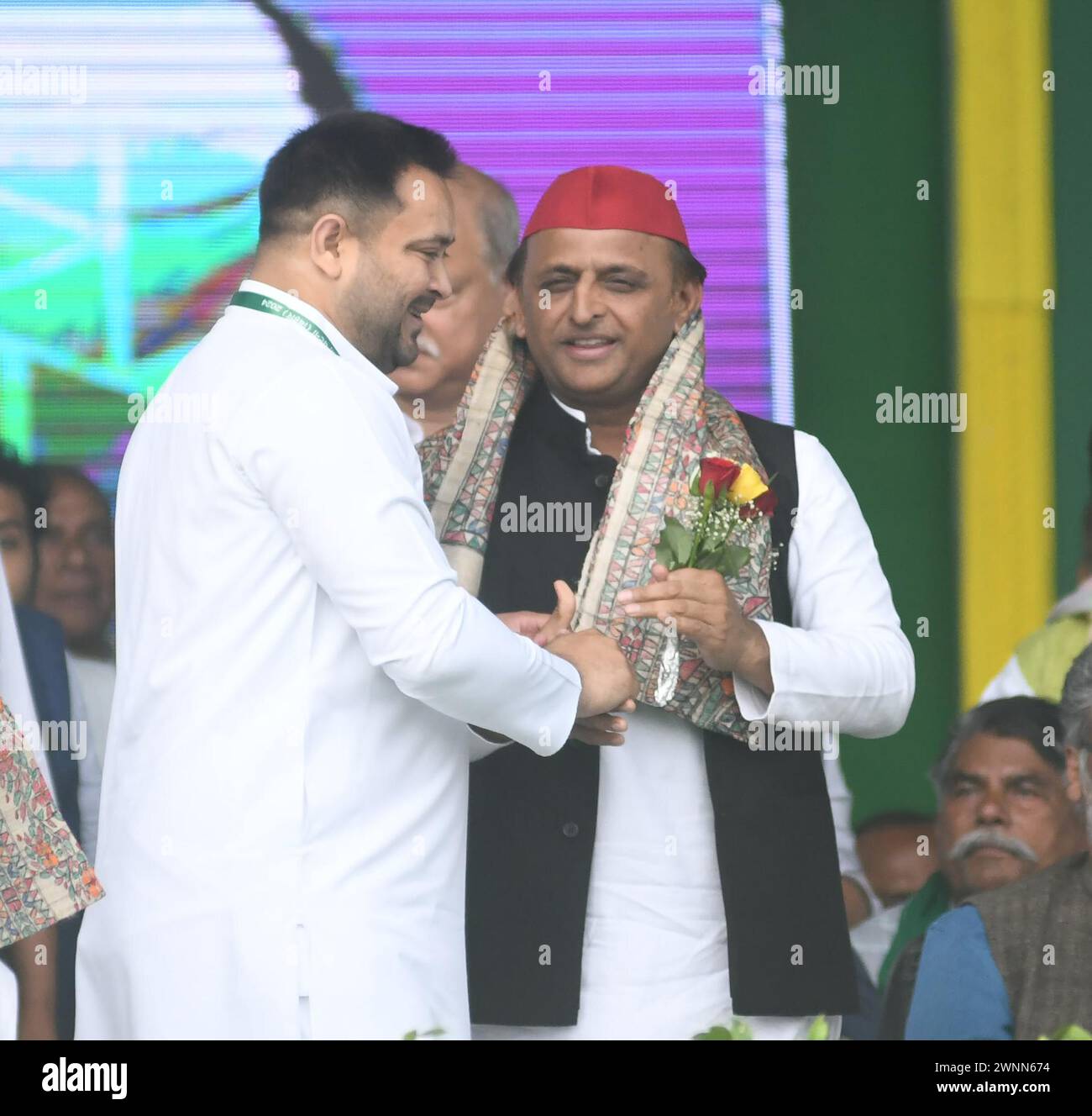 PATNA, INDIA - MARCH 3: RJD leader Tejashwi Yadav honouring Samajwadi ...