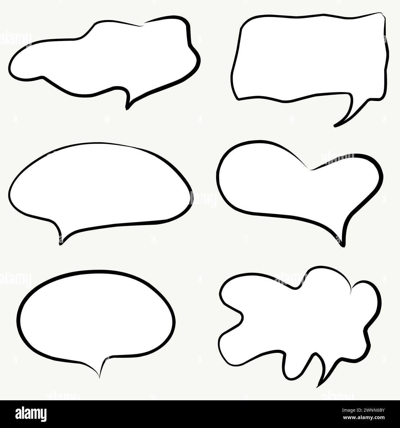 Vector illustration set featuring speech bubbles in handwritten style ...