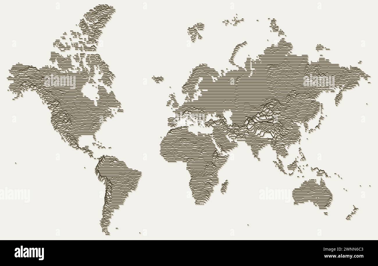 Map of the world with lines on gray background. Vector illustration ...