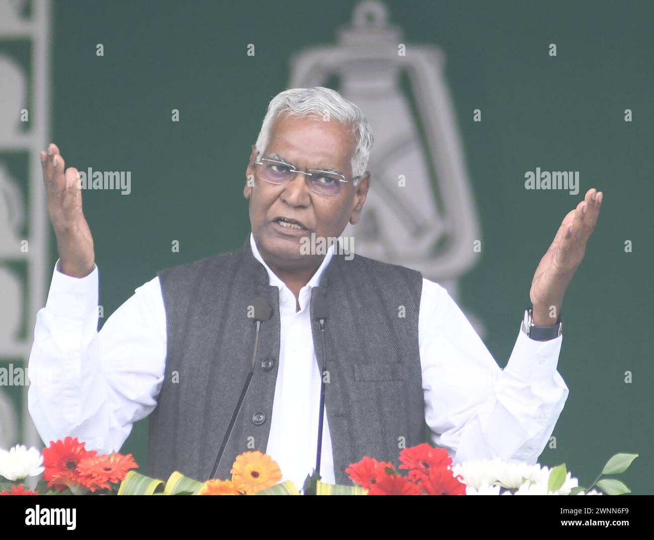 PATNA, INDIA - MARCH 3: CPI general secretary D. Raza addressing during ...