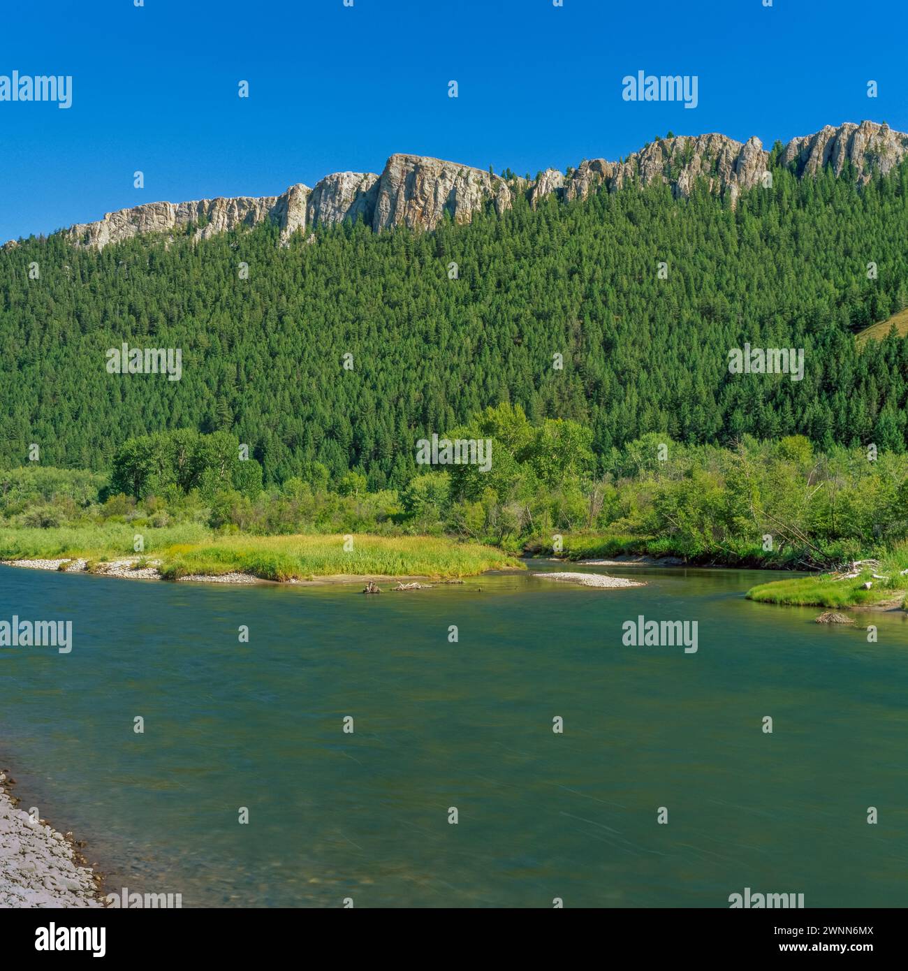 clark fork river below cliffs near drummond, montana Stock Photo - Alamy