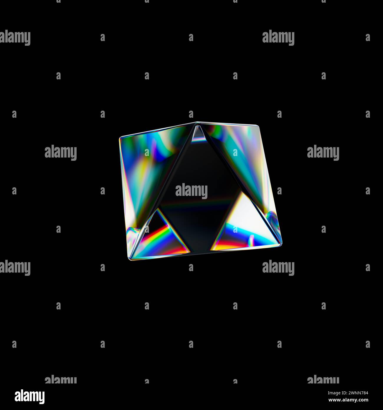 3d Transparent glossy geometric objects with dispersion effect. Rainbow ...