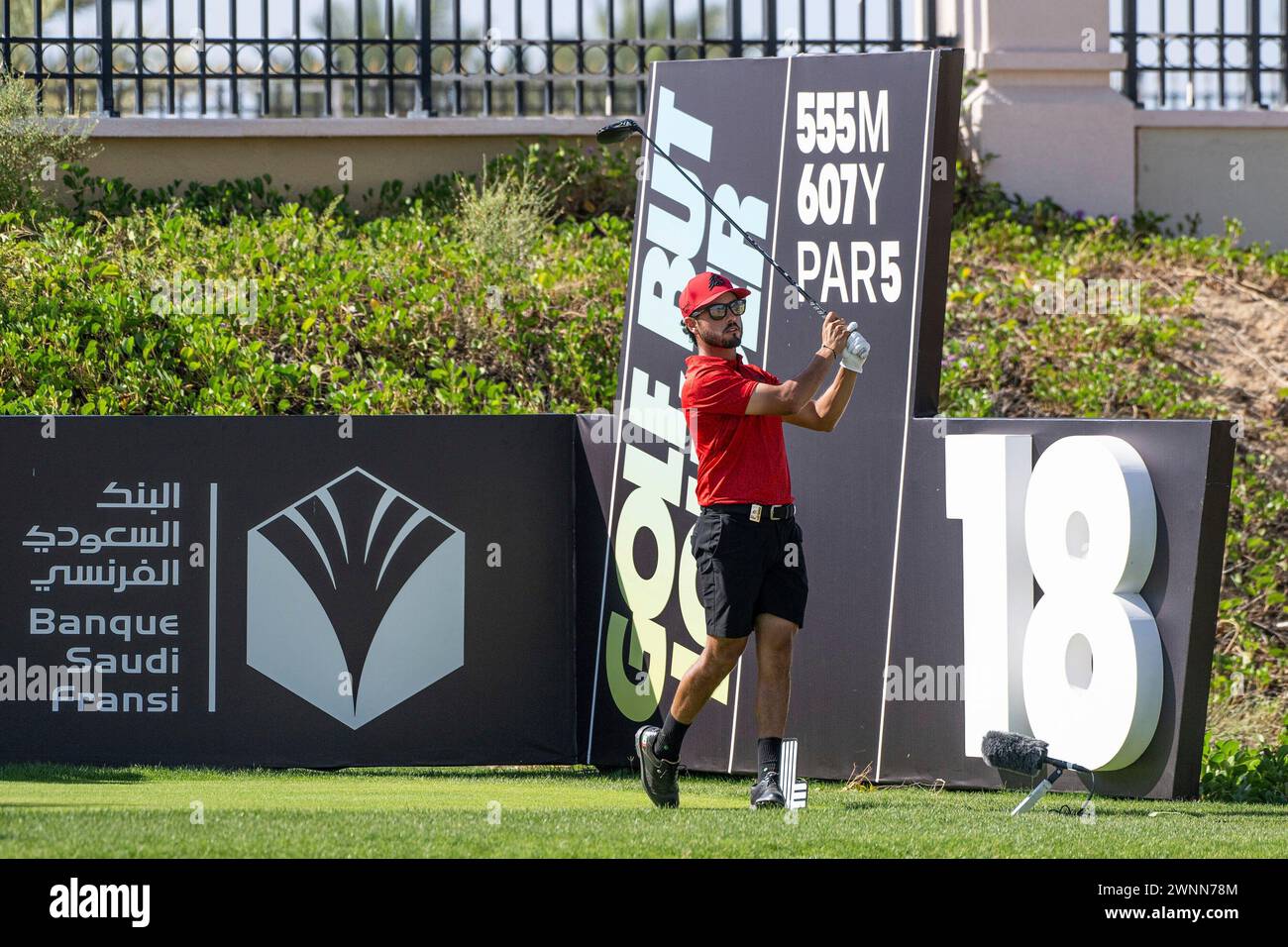 Abraham Ancer of Fireballs GC hits his shot from the 18th tee during ...