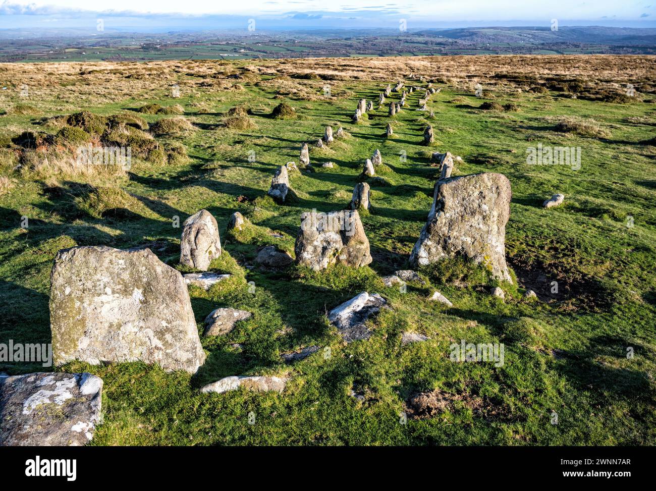 Prehistoric triple stone row, sometimes called "The Graveyard", on the ...