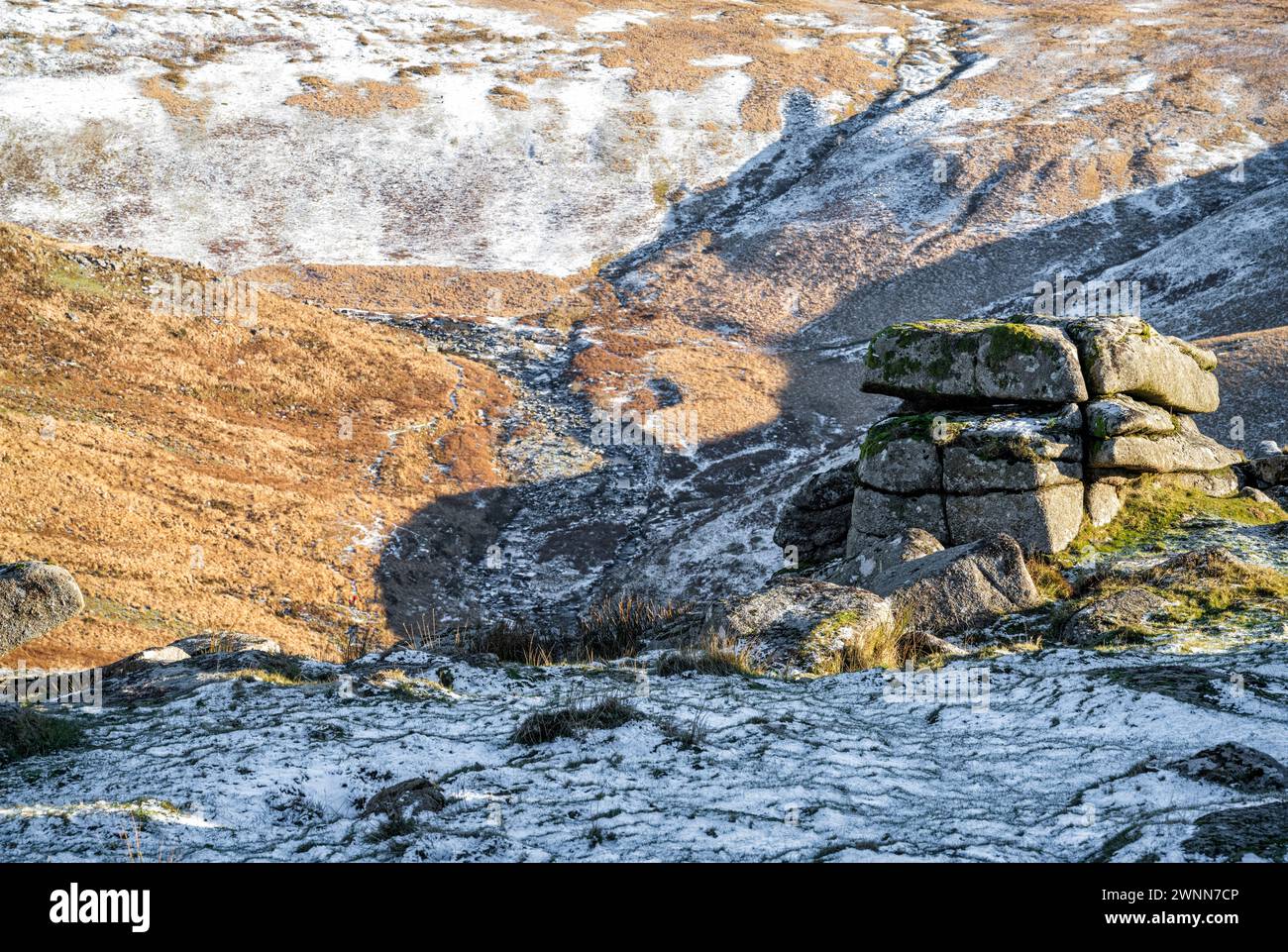 View of the valley of the River Tavy, "Tavy Cleave", seen from Ger Tor ...