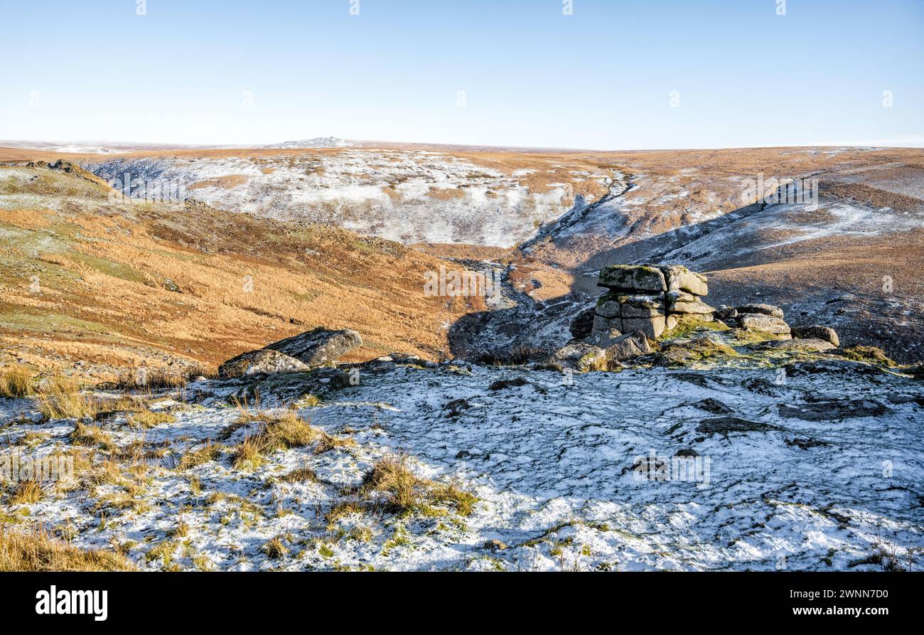 View of the valley of the River Tavy, "Tavy Cleave", seen from Ger Tor ...
