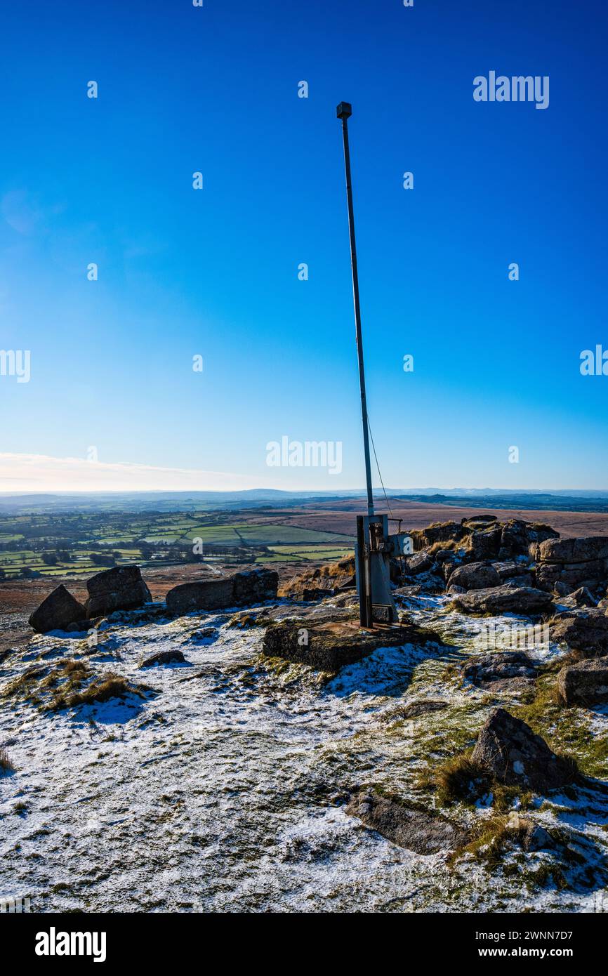 Willsworthy Firing Range military warning flagpole on Ger Tor, Dartmoor ...