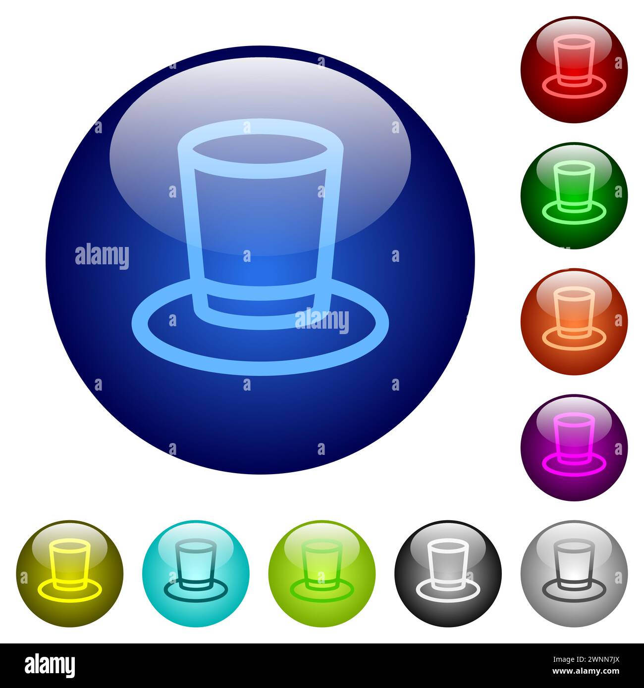 Cylinder hat outline icons on round glass buttons in multiple colors ... Cylinder hat outline icons on round glass buttons in multiple colors ...
