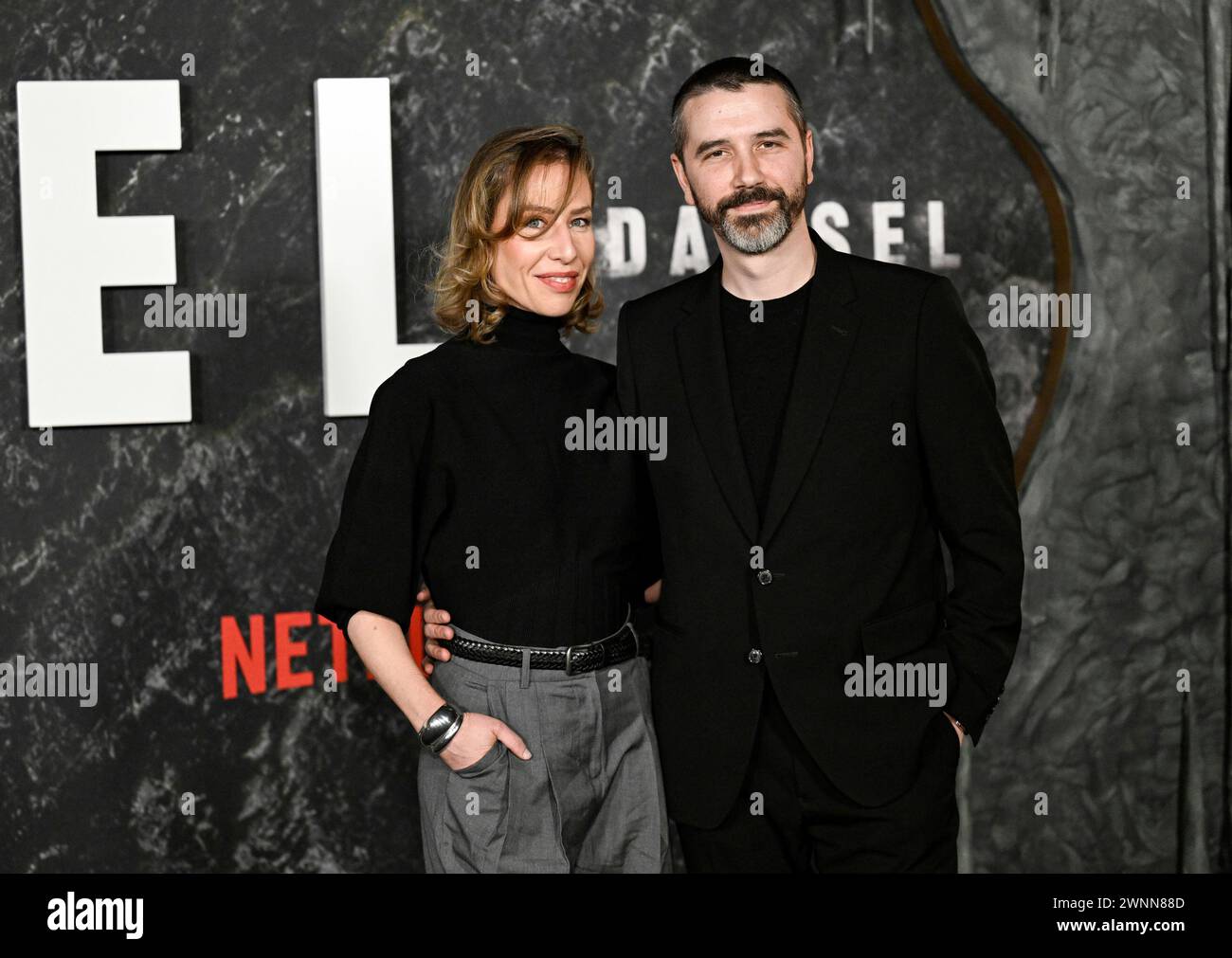 Composer David Fleming, right, and guest attend the premiere of Netflix ...