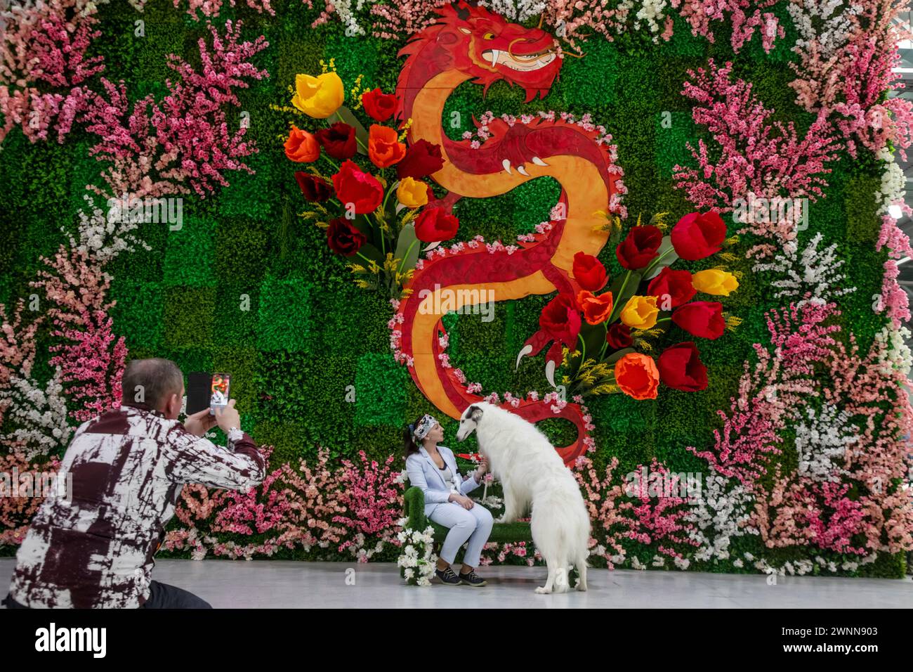 Moscow, Russia. 3rd of March, 2024. Participants of a dog show are ...