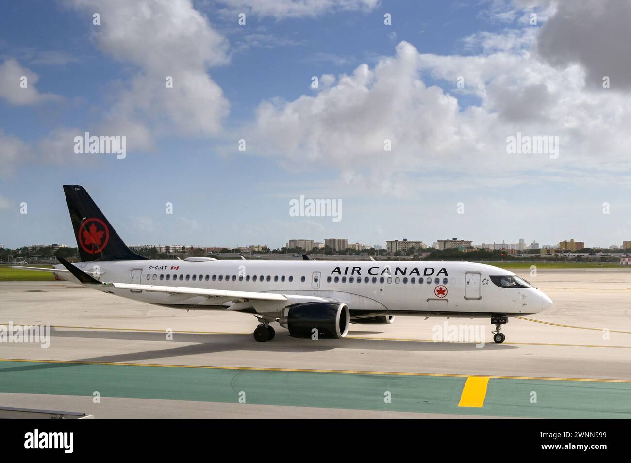 Miami, Florida, USA - 27 January 2024: Airbus A220 jet (registration C ...