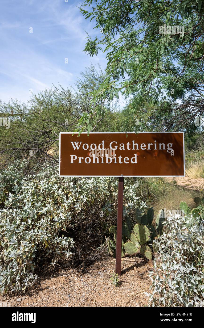 sign in Saguaro National Park East Rincon Mountain in Tucson, Arizona ...