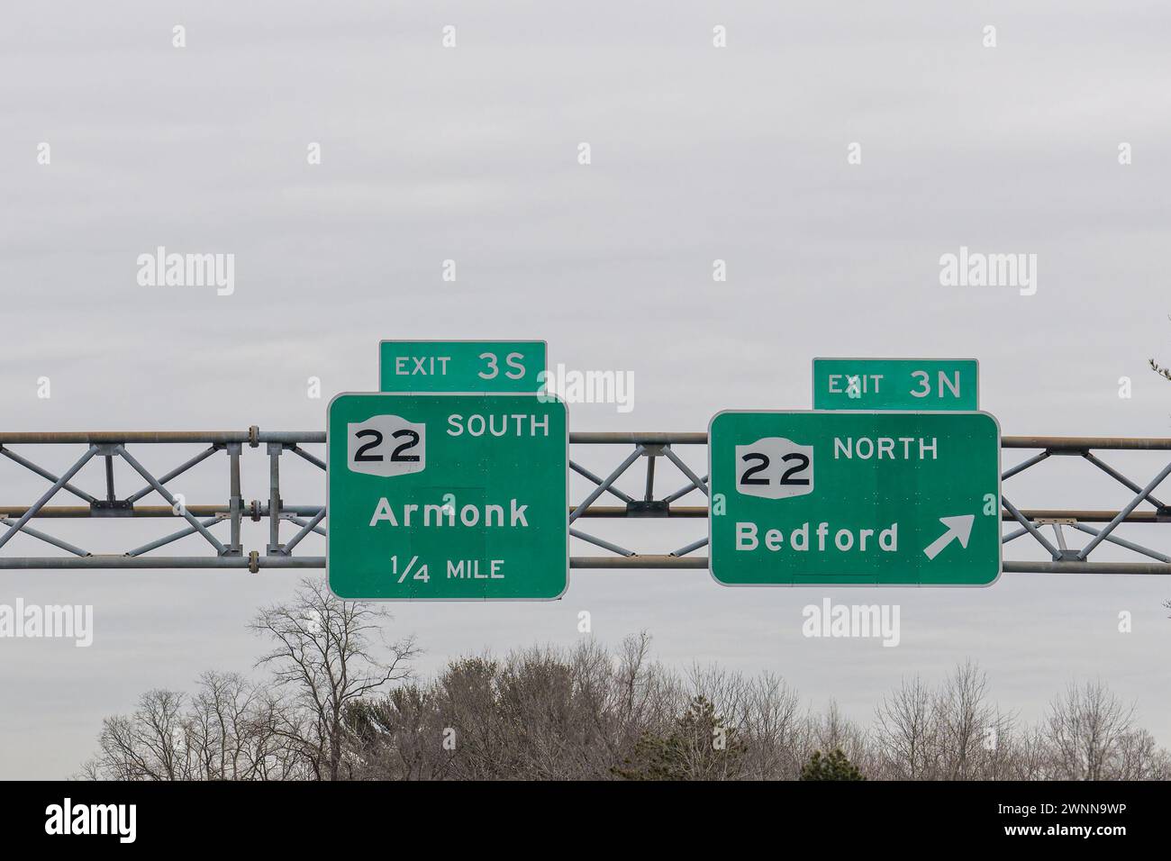 exit signs on I-684, 3S and 3N for NY-22 South to Armonk, New York and ...