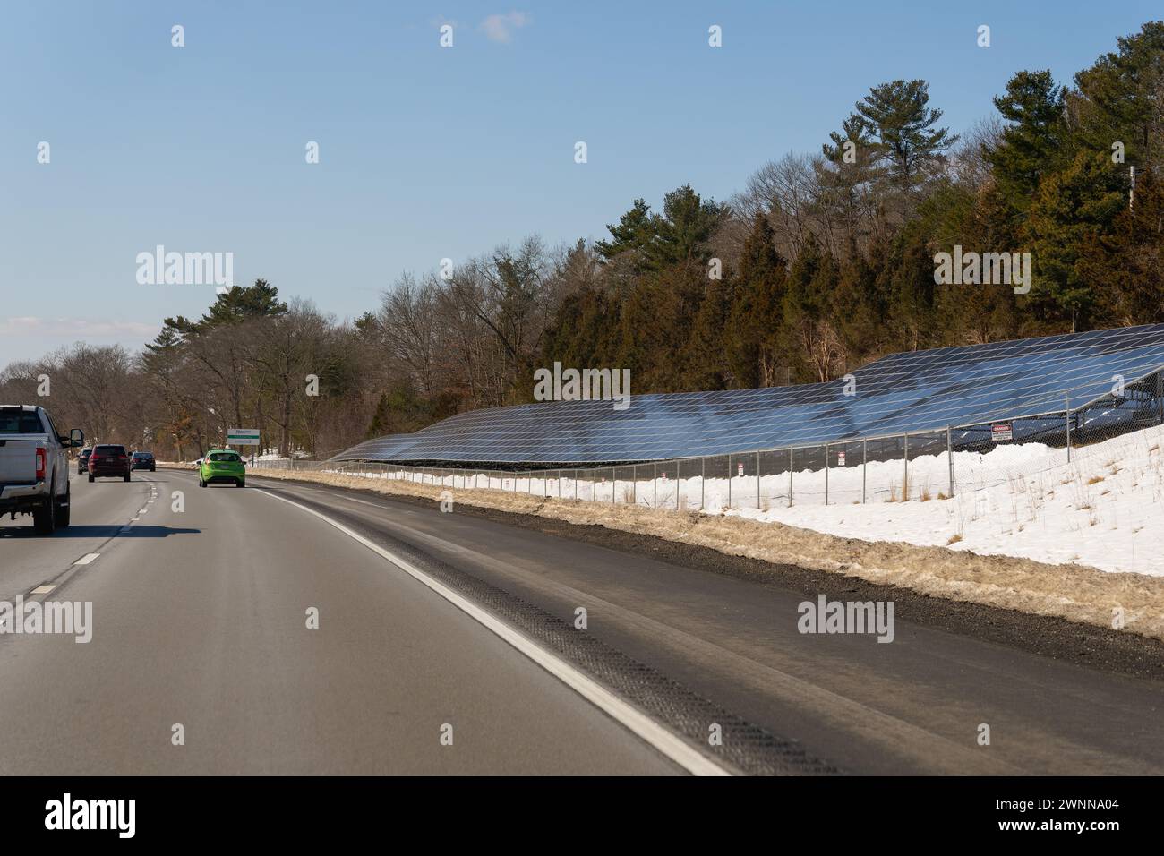 Wayland, MA - March 2, 2022: This roadside solar farm is part of a ...