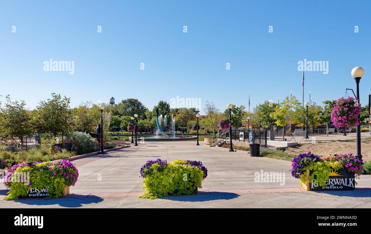 Pueblo, CO - Oct. 7, 2023: Gateway Park area of the Historic Arkansas ...