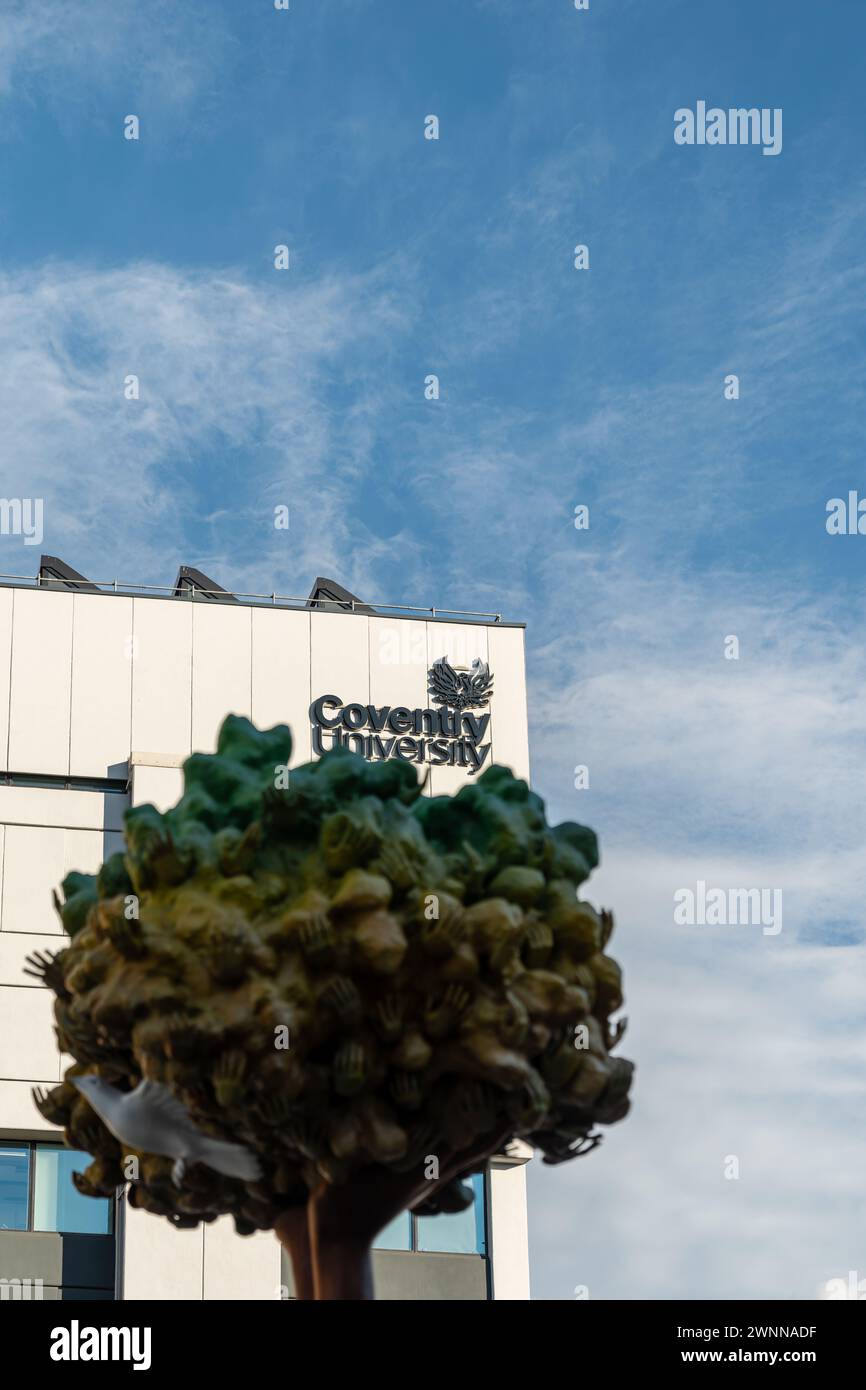 Exterior view of coventry university building with clear blue skies in ...