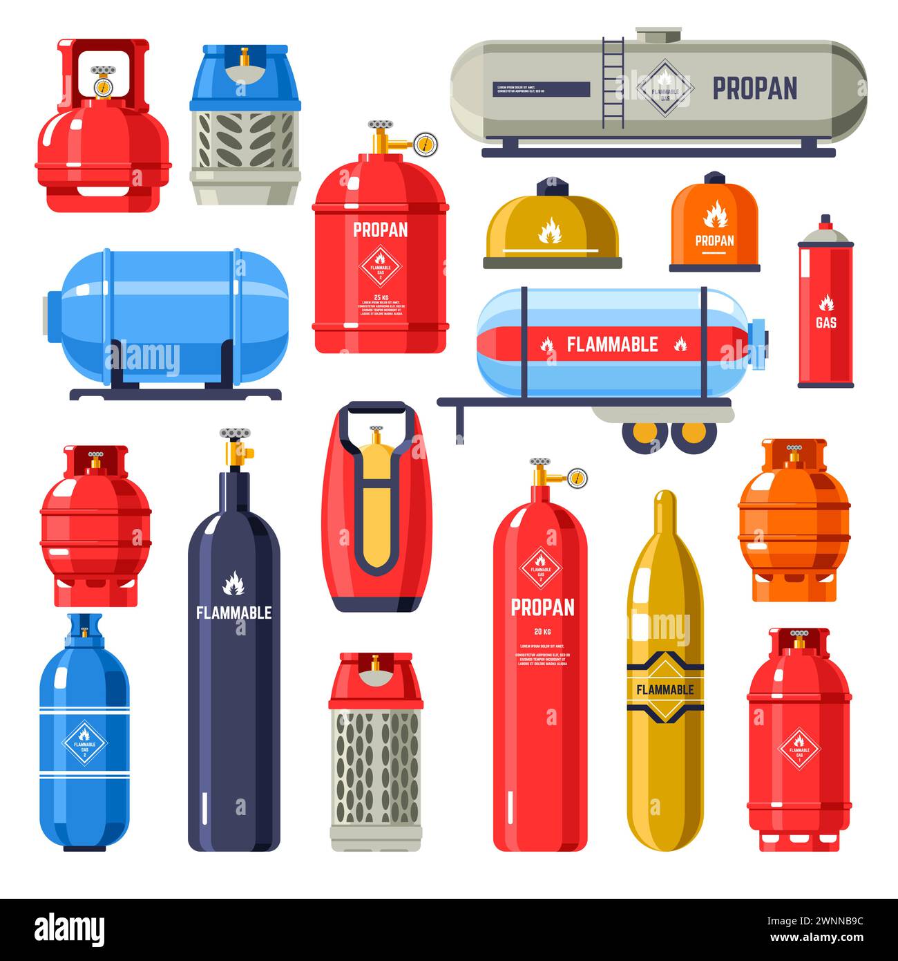 Gas cylinder and containers with petroleum vector Stock Vector Image ...