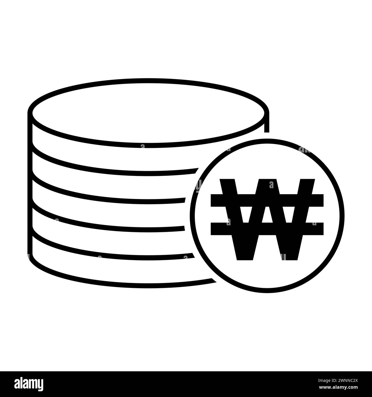 Won stack coin, flat icon money design, cash sign vector illustration ...