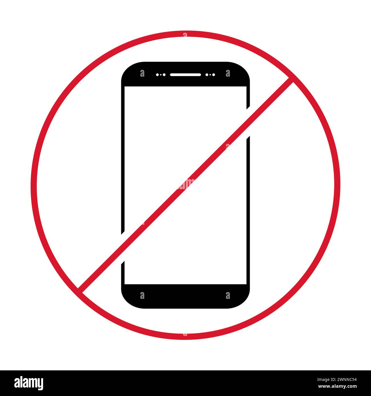 Mobile forbidden icon, no use phone sign, ban smartphone label vector ...