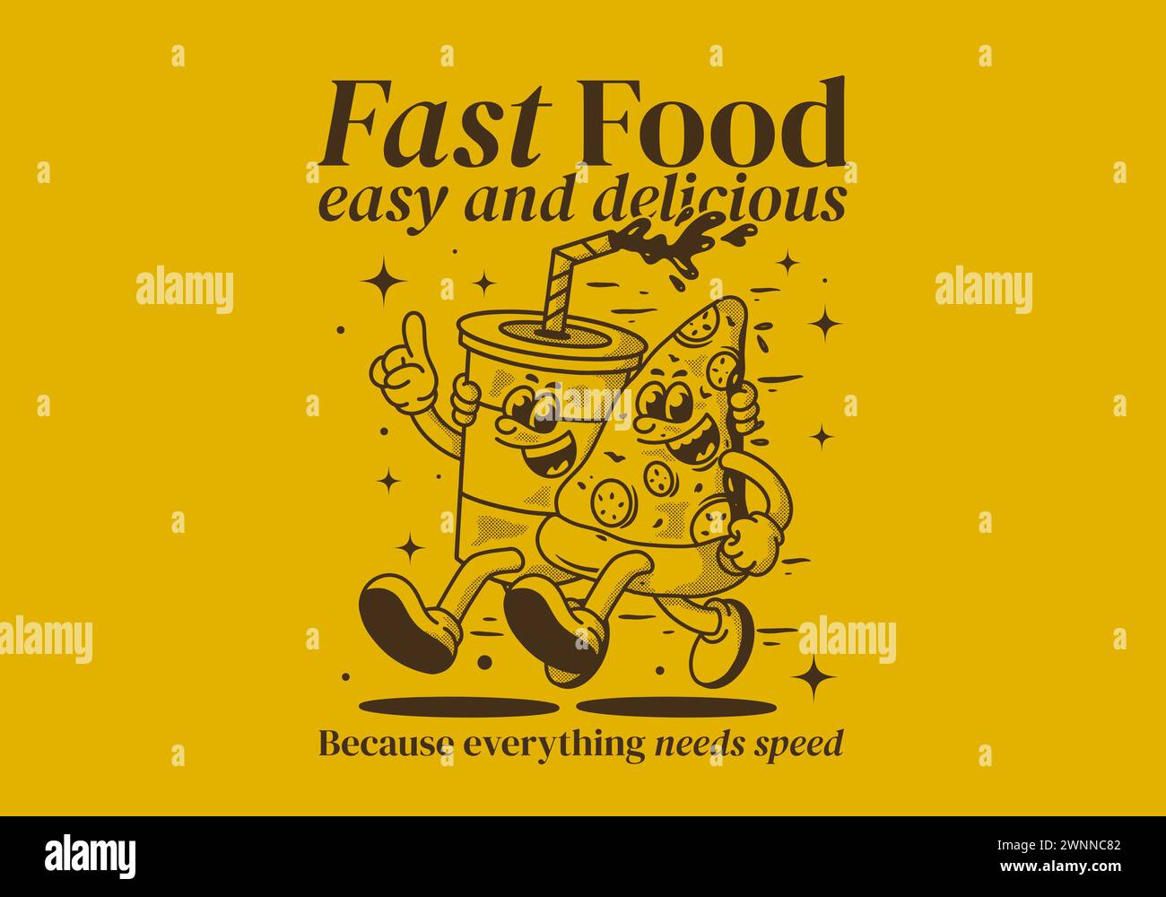 Fast food, easy and delicious. Mascot character illustration of running ...