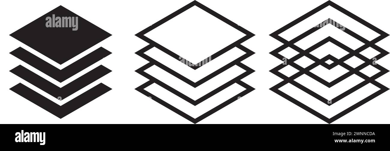 Layers Icon Symbol Set Basic Simple Flat Design Stock Vector Image