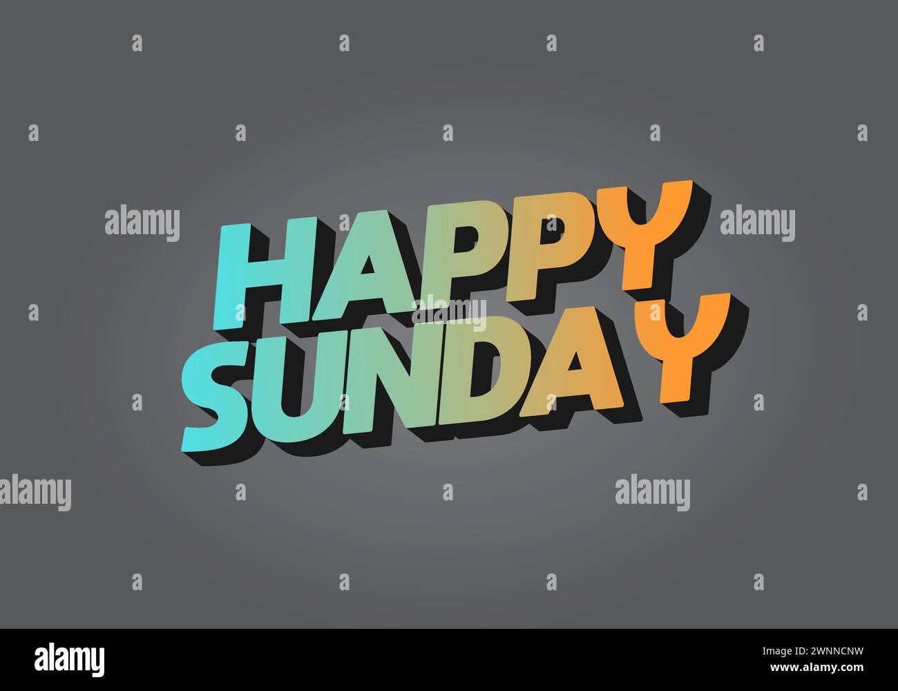Happy sunday. Text effect design in 3D effect with eye catching color ...
