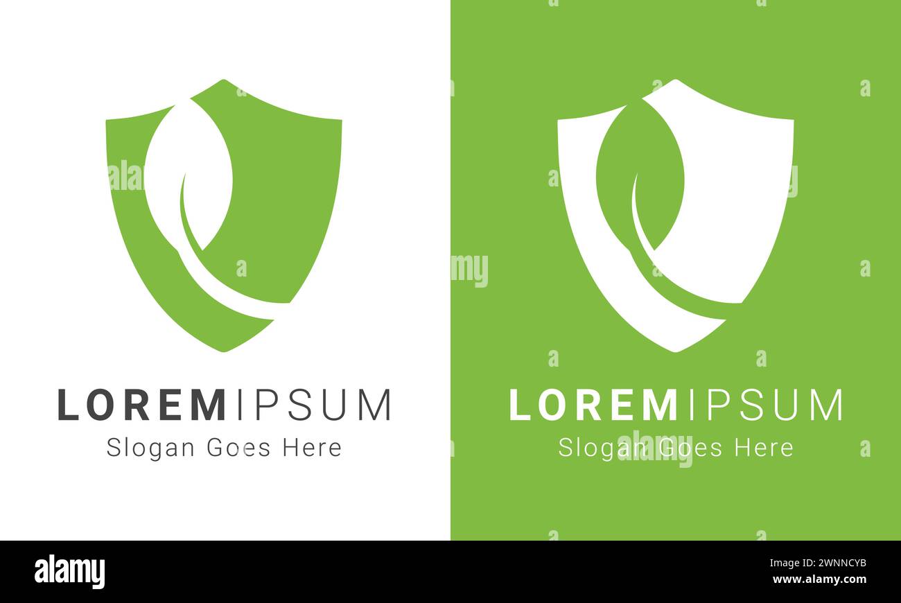 Bio Shield Logo Design Shield with Leaf Logotype Stock Vector Image ...