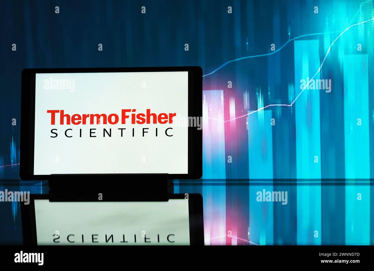 In this photo illustration, the Thermo Fisher Scientific Inc. logo is ...