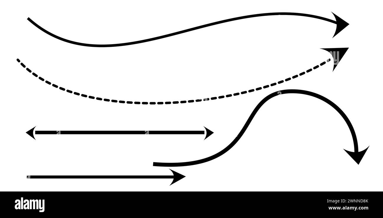 Set of straight and curve long arrows Stock Vector Image & Art - Alamy