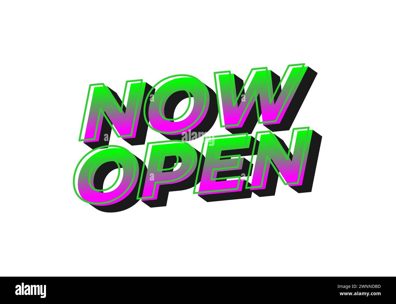 Now open. Text effect design in 3d look with eye catching colors Stock ...