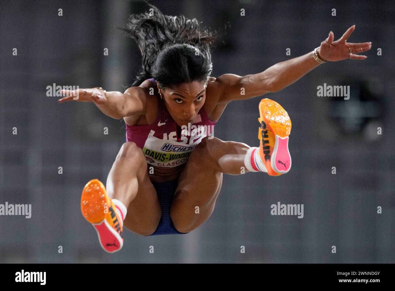 Tara Davis-Woodhall, of the United States, makes an attempt in the ...