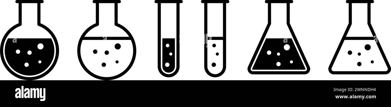 Lab flasks test icon set Stock Vector Image & Art - Alamy