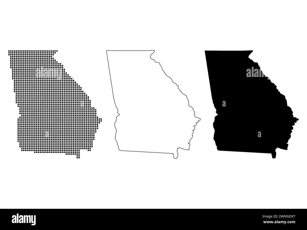 Georgia usa map vector vectors Black and White Stock Photos & Images ...