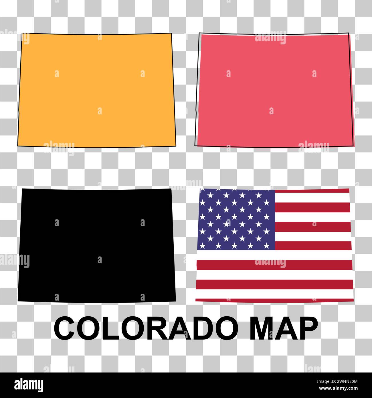 Set of Colorado map, united states of america. Flat concept icon symbol ...