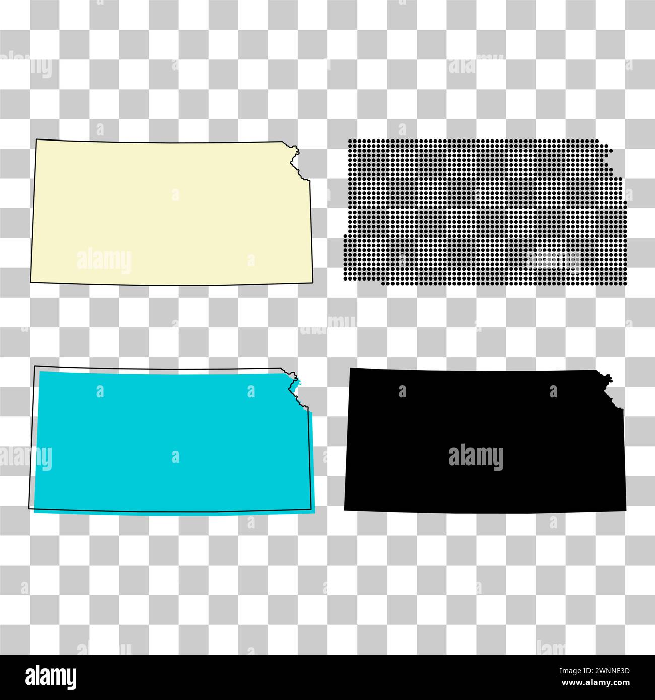 Set of Kansas map, united states of america. Flat concept icon vector ...