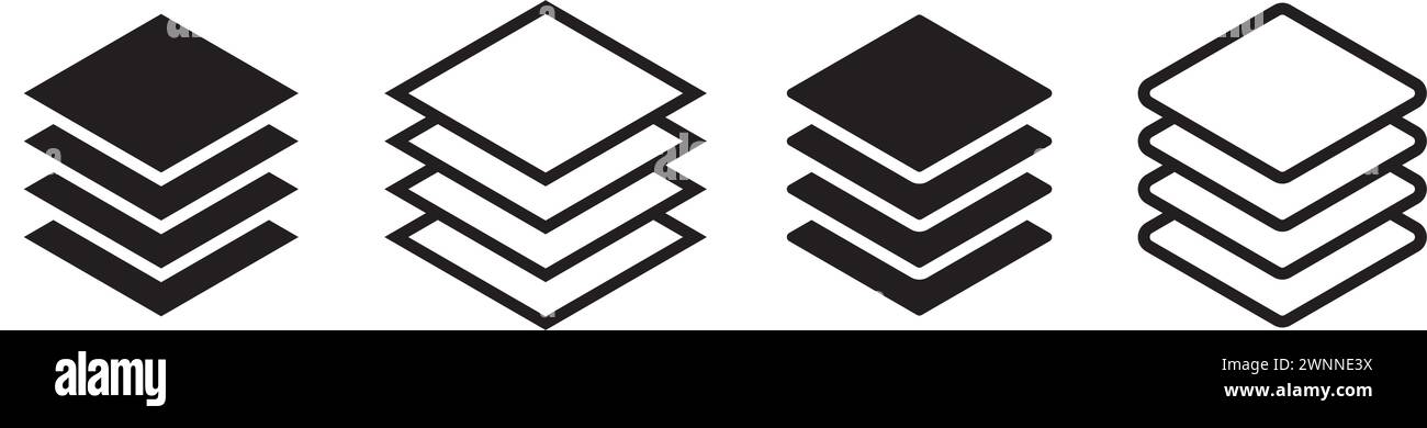 Layers icon symbol set basic simple flat design Stock Vector Image ...