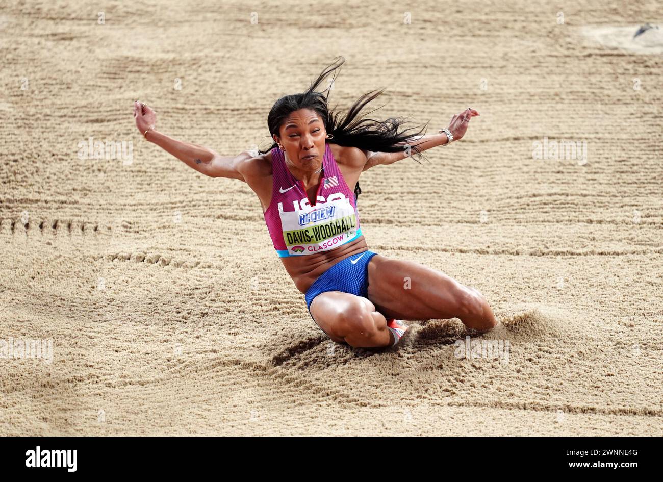 USA's Tara Davis-Woodhall in the Women's Long Jump during day three of ...