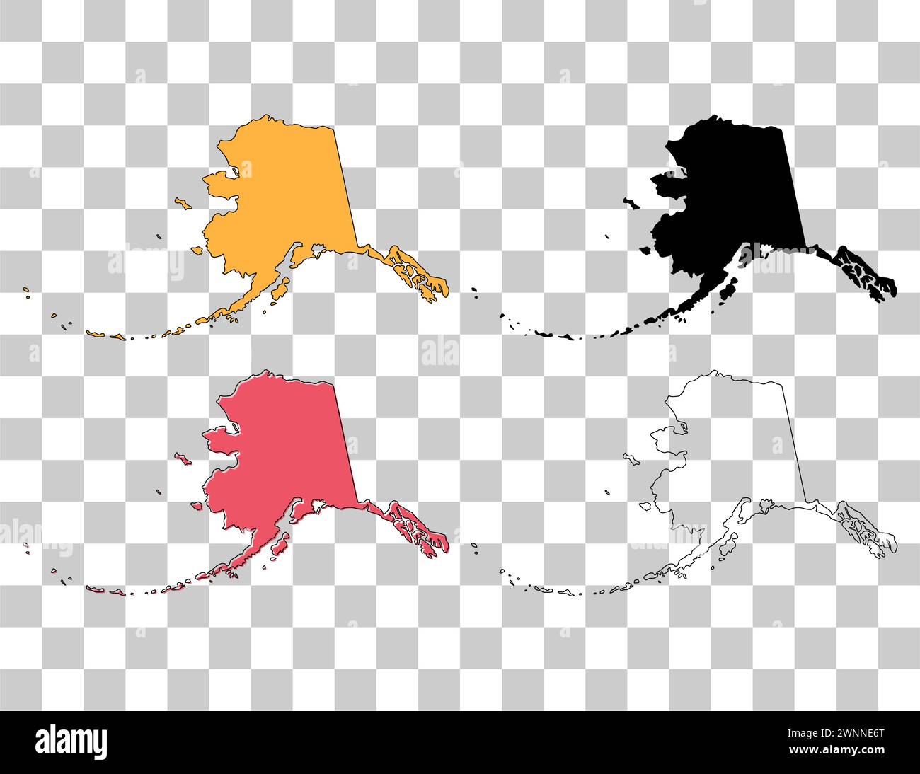 Set of Alaska map, united states of america. Flat concept icon vector ...