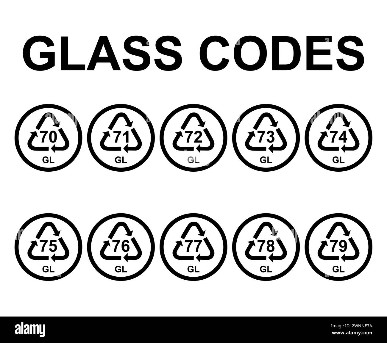 Set of Glass symbol, ecology recycling sign isolated on white ...