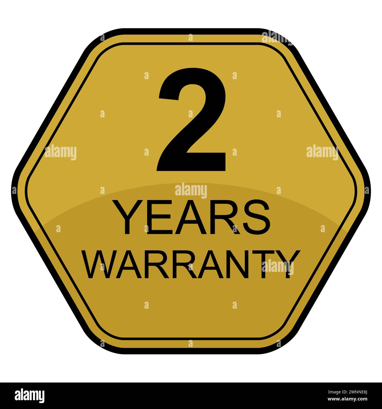 Two years warranty icon, badge seal guarantee certificate customer sign ...