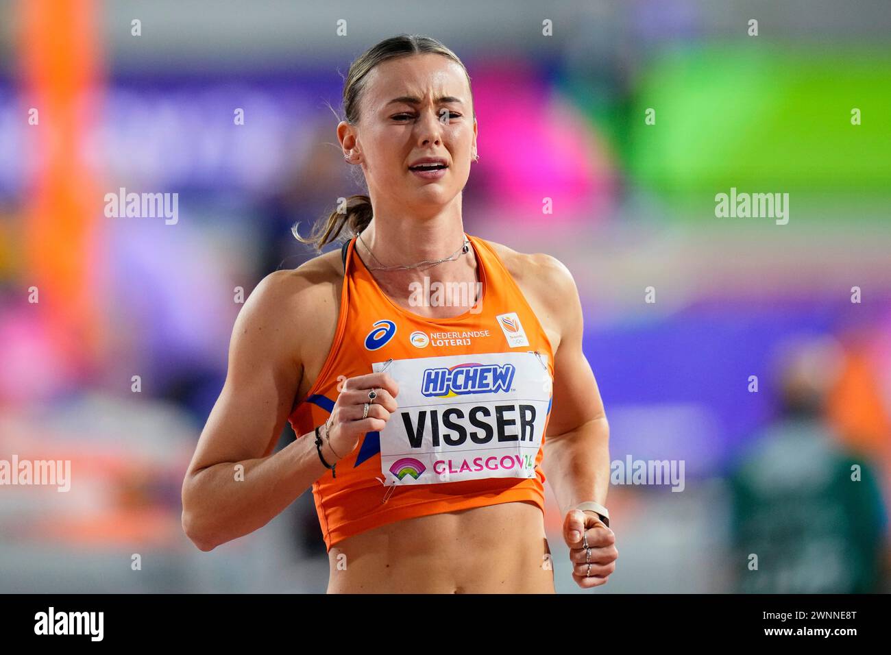 Nadine Visser, of the Netherlands, reacts after failing to qualify in a ...